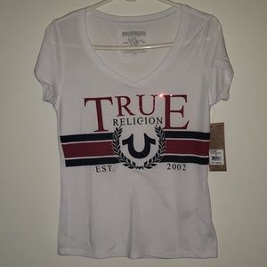 True Religion | Tops | Tr Womens Crystal Embellished Logo Graphic Tee ...